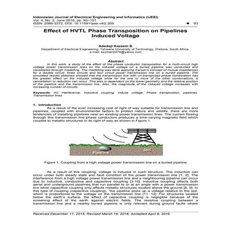 Effect of HVTL Phase Transposition on Pipelines Induced Voltage | PDF