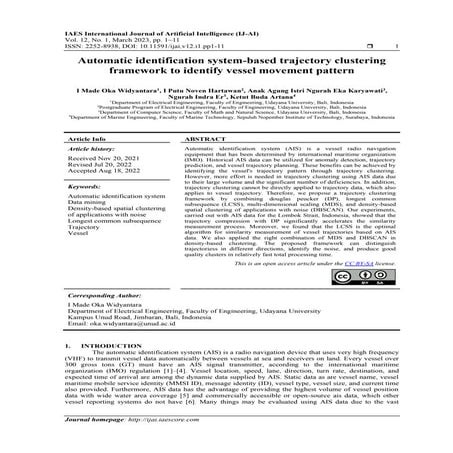 Automatic identification system-based trajectory clustering framework to identify vessel ...