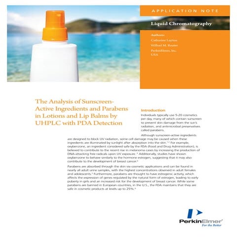 The Analysis of SunscreenActive Ingredients and Parabens in Lotions and ...