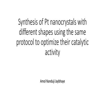 Synthesis of Pt Nanoparticles with different shapes using the same protocol to optimize their ...