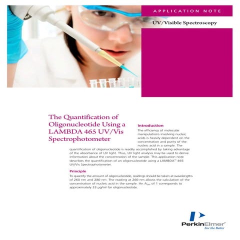 The Quantification of Oligonucleotide using a LAMBDA 465 UV/Vis ...