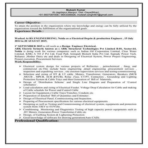 Electrical Engineer cv | DOC