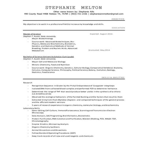 Resume-Molecular Biology- Kerry Groom | DOCX