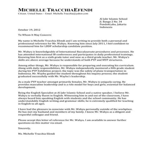 Recommendation Letter-Michelle | PDF
