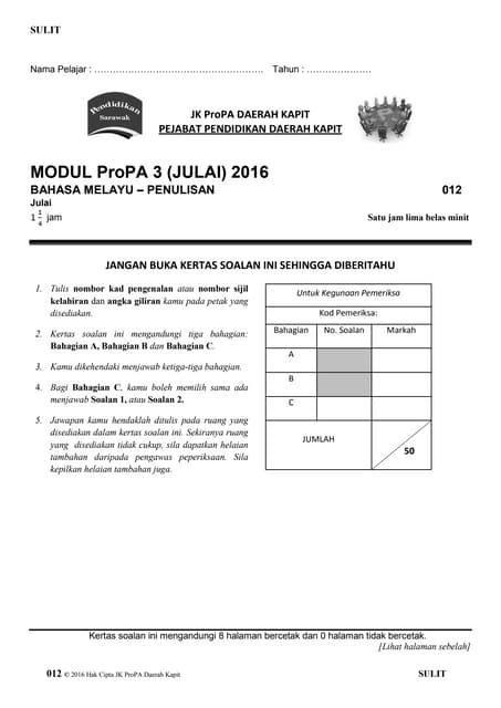 Instrumen contoh bm penulisan | PDF