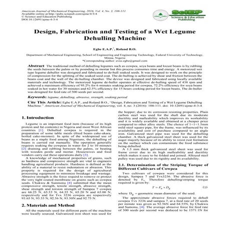 Design, fabrication and performance evaluation of melon shelling ...