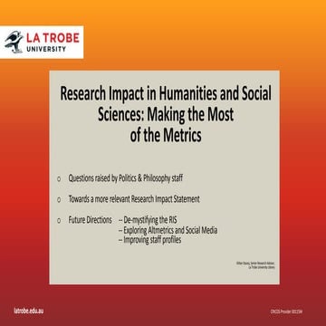 Research Impact in Humanities and Social Sciences: Making the Most of ...