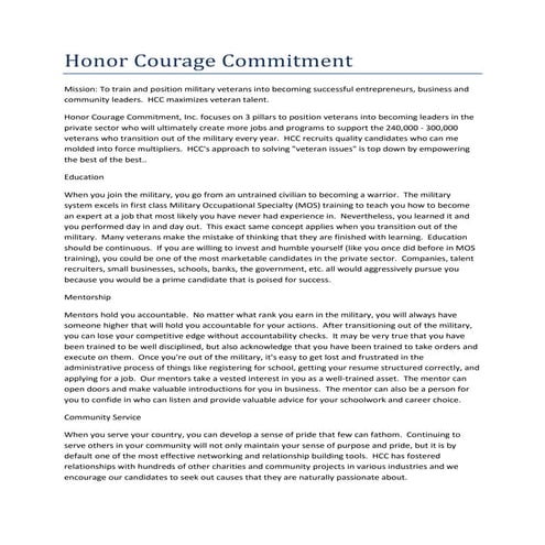 Honor Courage Commitment Programs | PDF