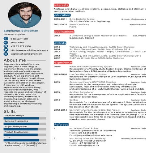 Stephanus_Schoeman_ CV2016_Short | PDF