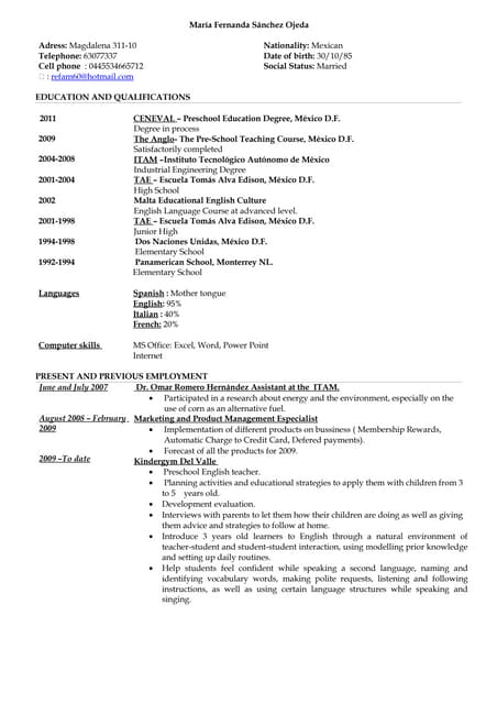 Mi resume para escuelas-2016 | DOC | Professional School | Postgraduate Education