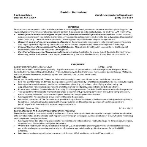 David Ruttenberg Resume--June 2016 | DOCX