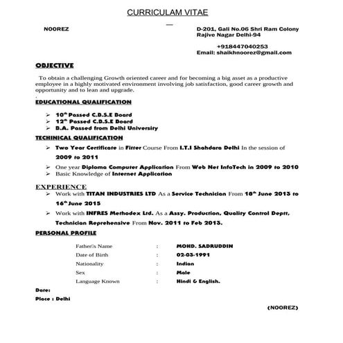 NOOR_Exprnc ITI Resume | DOC