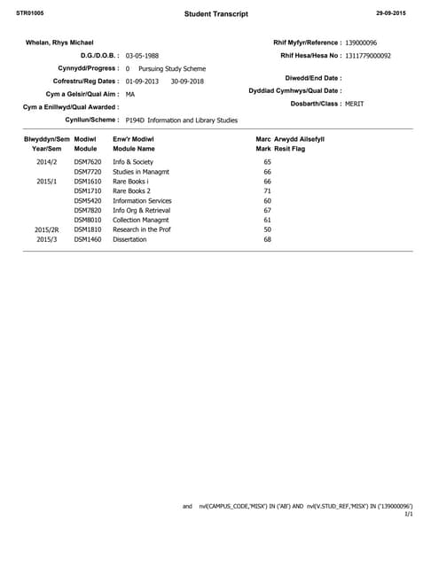 QUT Masters Transcript | PDF
