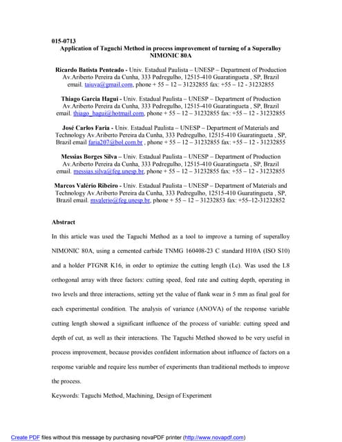 Design of experiments-Box behnken design | PDF