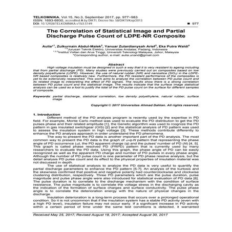 The Correlation Of Statistical Image And Partial Discharge Pulse Count Of Ldpe Nr Composite
