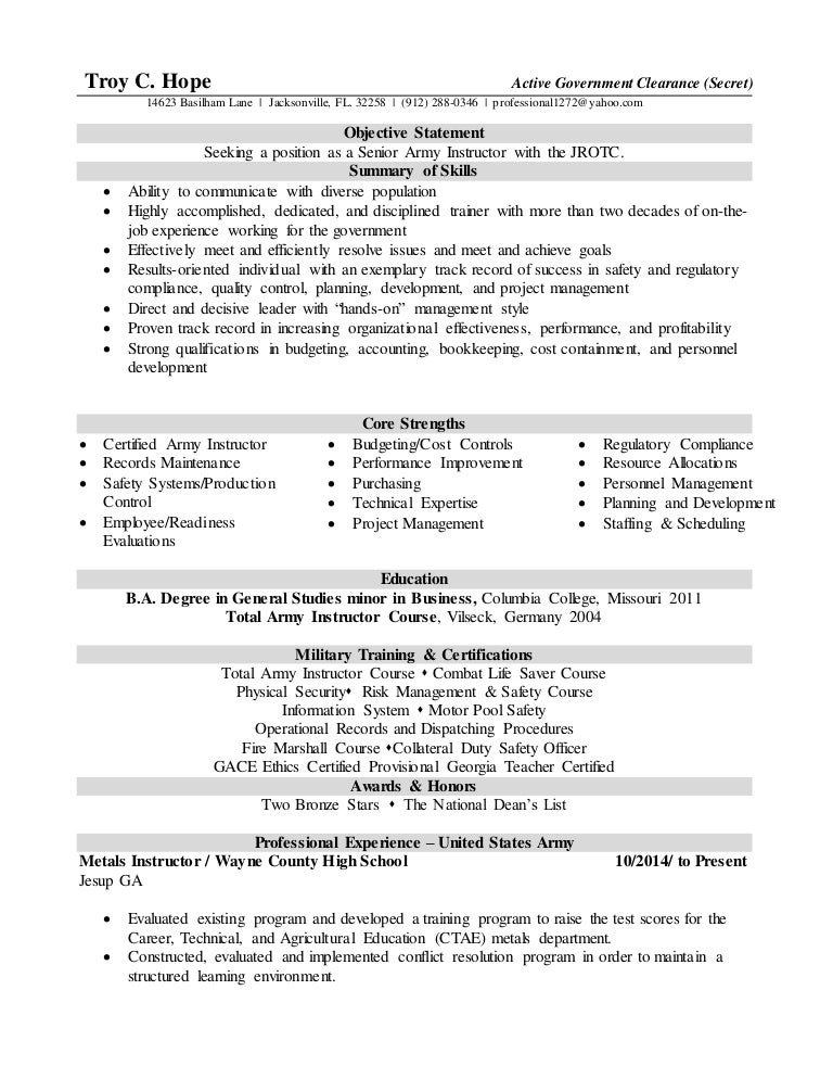 TCHope resume with JROTC