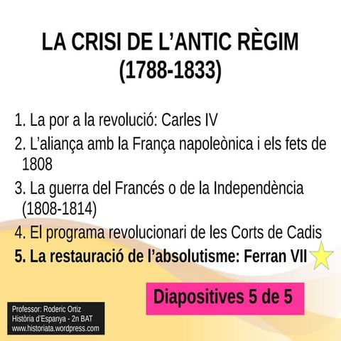 01 5 crisi antic regim 1788 1833 ferran vii absolutisme | PDF