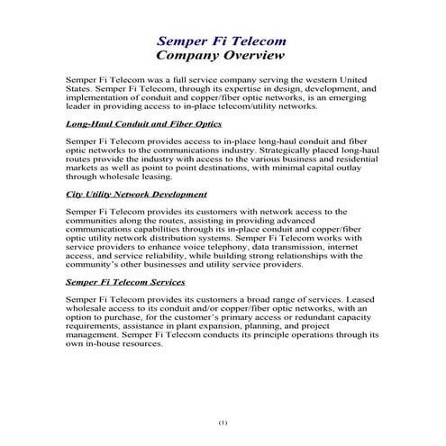 Nasyonel Telecommunication Company Profile | PDF