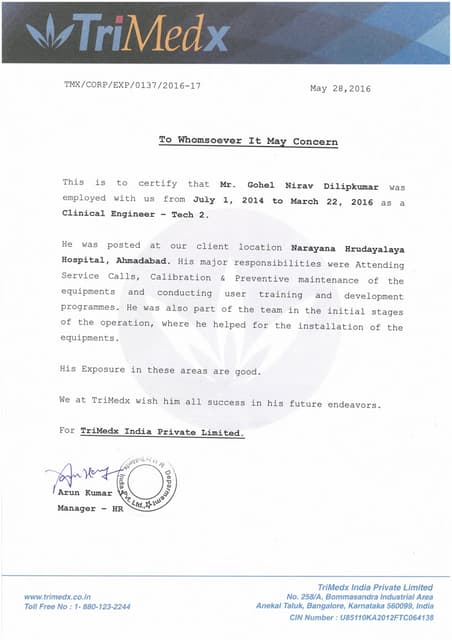 EXPERIENCE LETTER | PDF