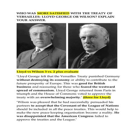 HISTORY IGCSE REVISION CARDS - 017. WHO WAS MORE SATISFIED: WILSON OR ...