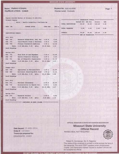 Example of a personal program check list by Grishin | PDF