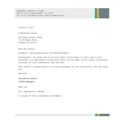 Creating a professional letter; Administrative Procedures | DOCX