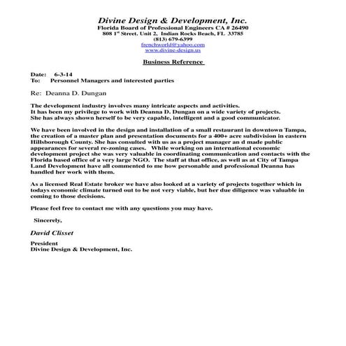 Recommendation Letter Divine Design Development | PDF