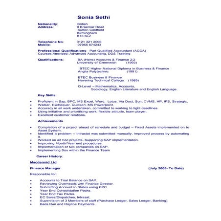 Sonia Sethi CV 2015 | DOC