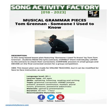 Teaching English With Songs: Musical Grammar Pieces 2023 | PDF