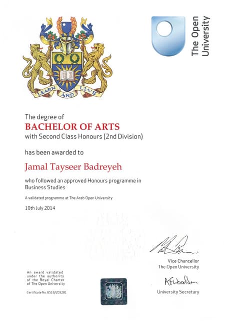 Open University Certificate | PDF