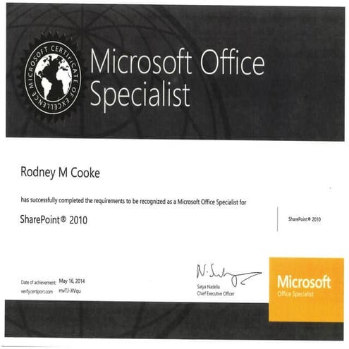 MOS SharePoint 2010 Certificate | PDF