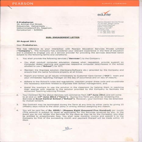 Pearson Engagement Letter | PDF