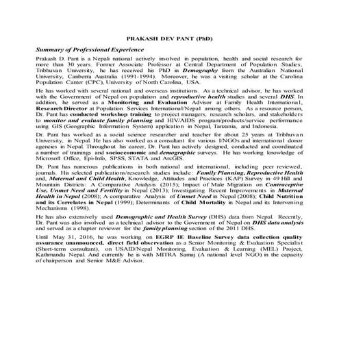 CV Dr. Pant June 2016 | DOCX