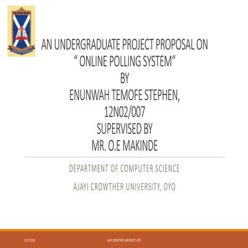 AN UNDERGRADUATE PROJECT PROPOSAL ON | PPTX