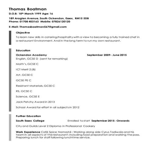 Thomas Boatman CV August 2015 | DOCX