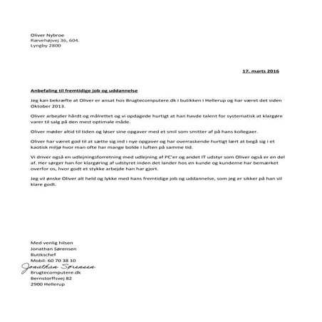 Oliver Nybroe anbefaling underskrevet | PDF