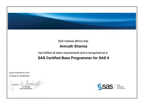 SAS CERTIFICATE | PPT