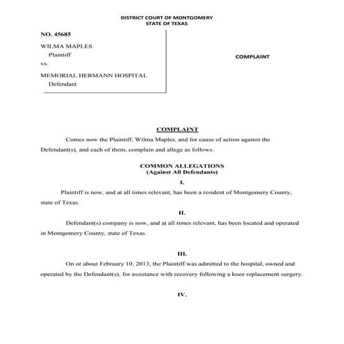 Complaint- WRITING SAMPLE | PDF