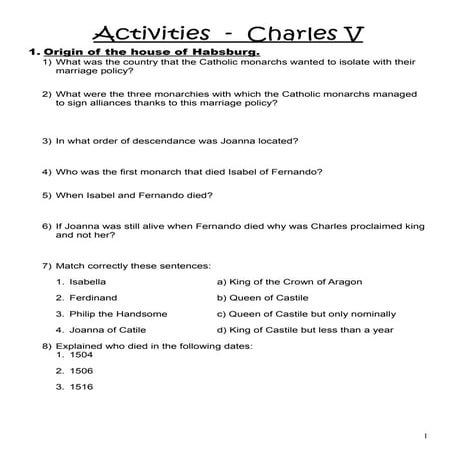 Unit 7: Activities - The Habsburgs | PDF