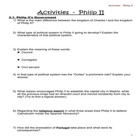 Philip II - Activities | DOC
