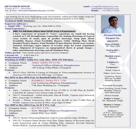 Final Cv Devender Singh | PDF