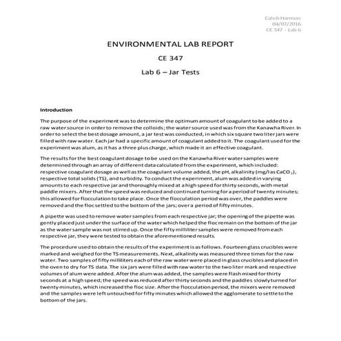 ENVIRONMENTAL LAB REPORT - 6 | DOCX