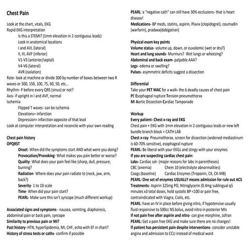 Chest pain approach in an Emergency Department | DOCX