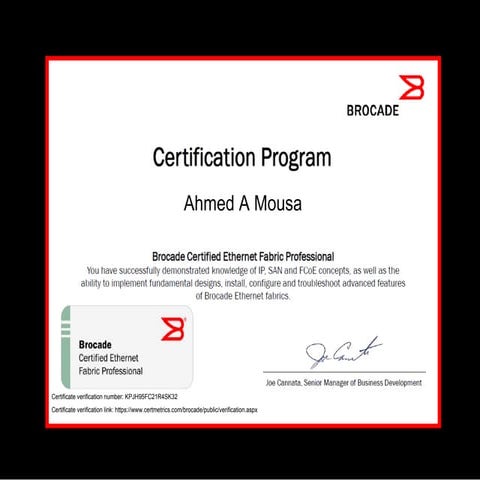 Brocade Certified Ethernet Fabric Professional 2015 certificate | PDF