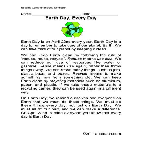 01 earth day article | PDF | Science