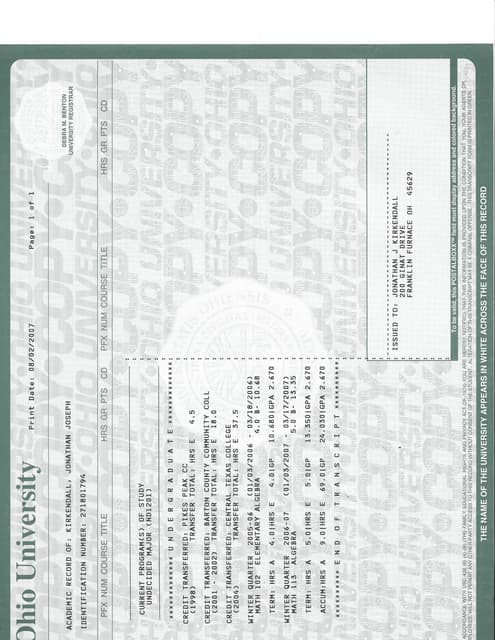 Official Transcript - Joel Anderson | PDF | Undergraduate Education ...