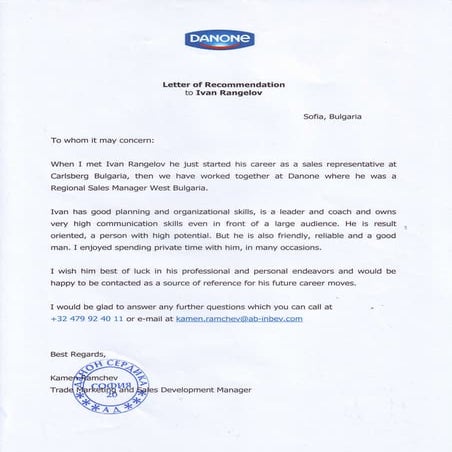 Danone SA Recommendation leter.PDF