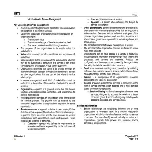 01 Handout 1 38 Pdf Service Management Pdf