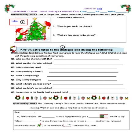 01 hanlin english book 1 lesson 7 dialogue Christmas & present ...