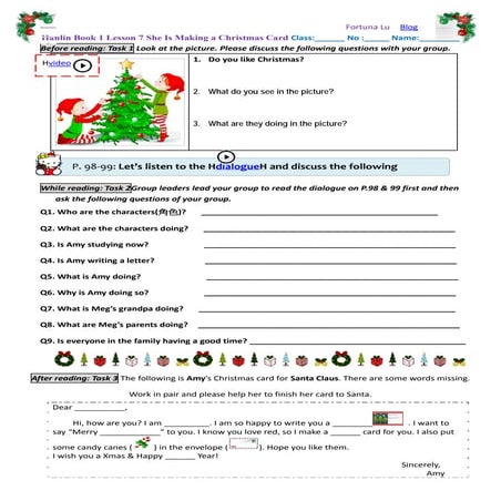 01 hanlin english book 1 lesson 7 dialogue & present continous tense ...